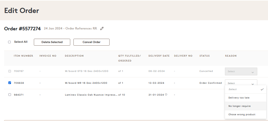 How do I edit or cancel orders online?