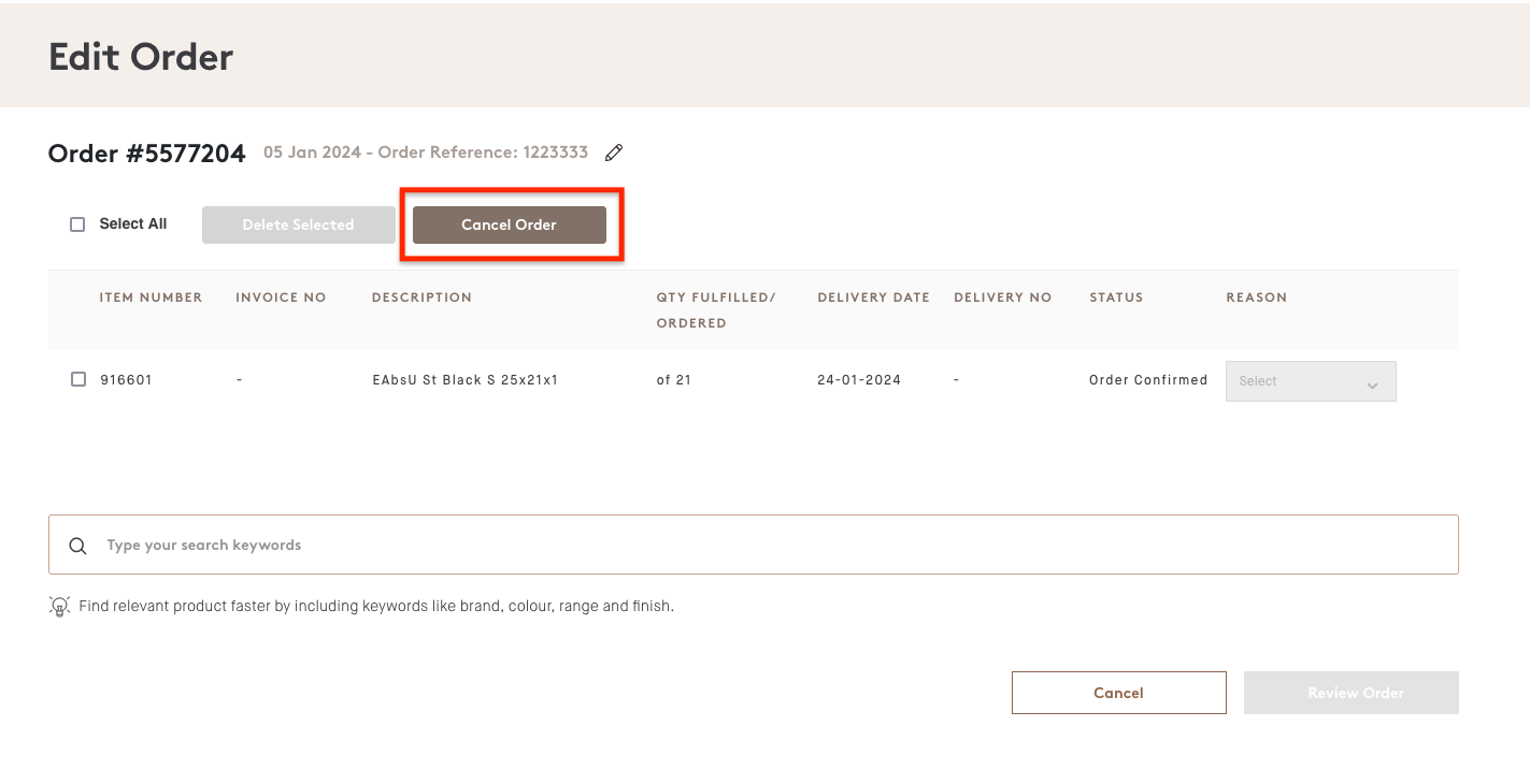 How do I edit or cancel orders online?