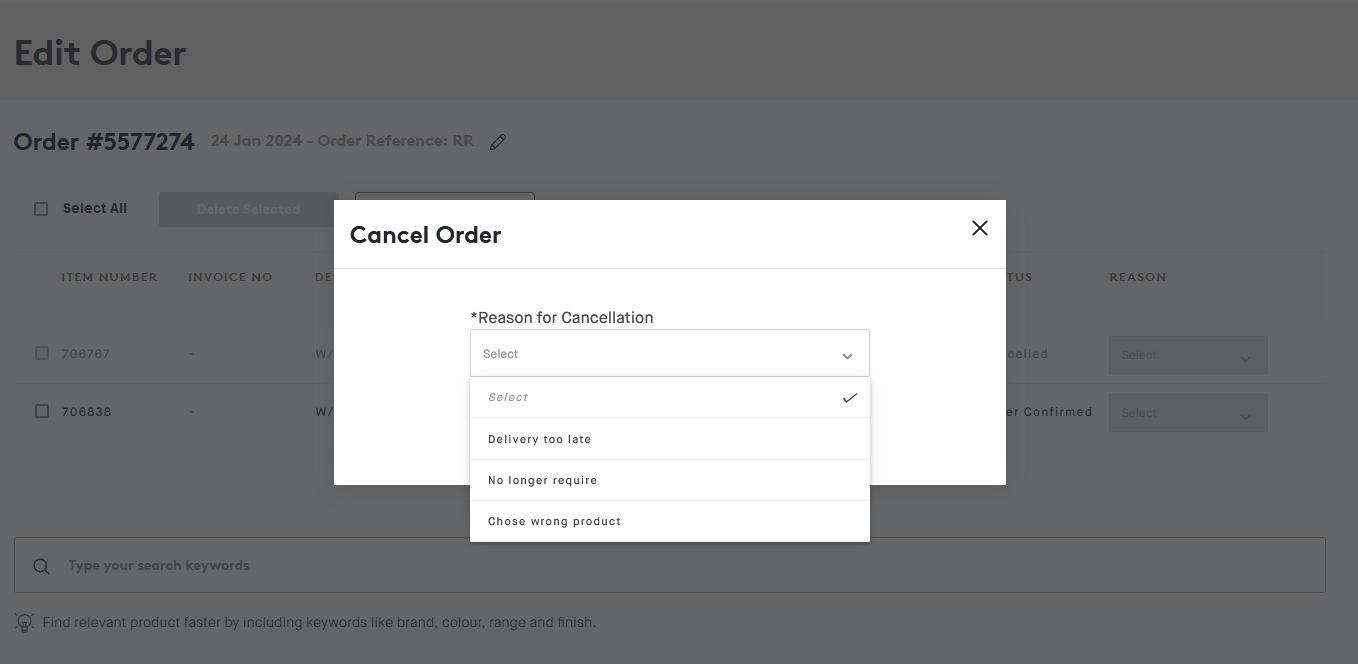 How do I edit or cancel orders online?