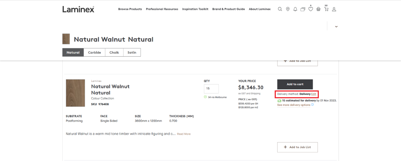 What product delivery methods does Laminex offer?